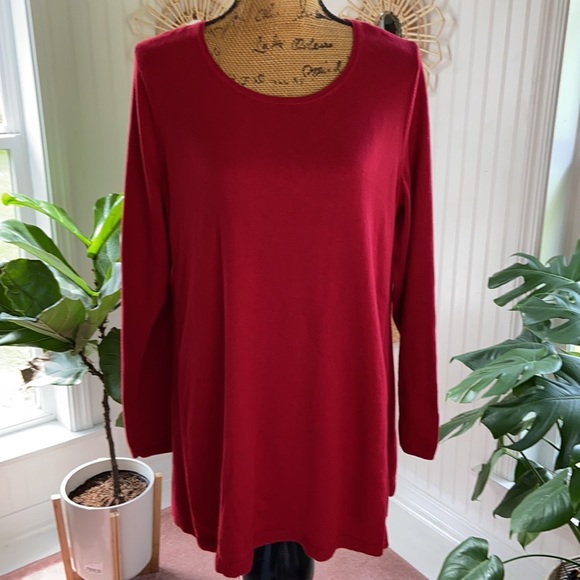 J. Jill | Sweaters | J Jill Red Tunic Sweater Sz Large Petite | Poshmark